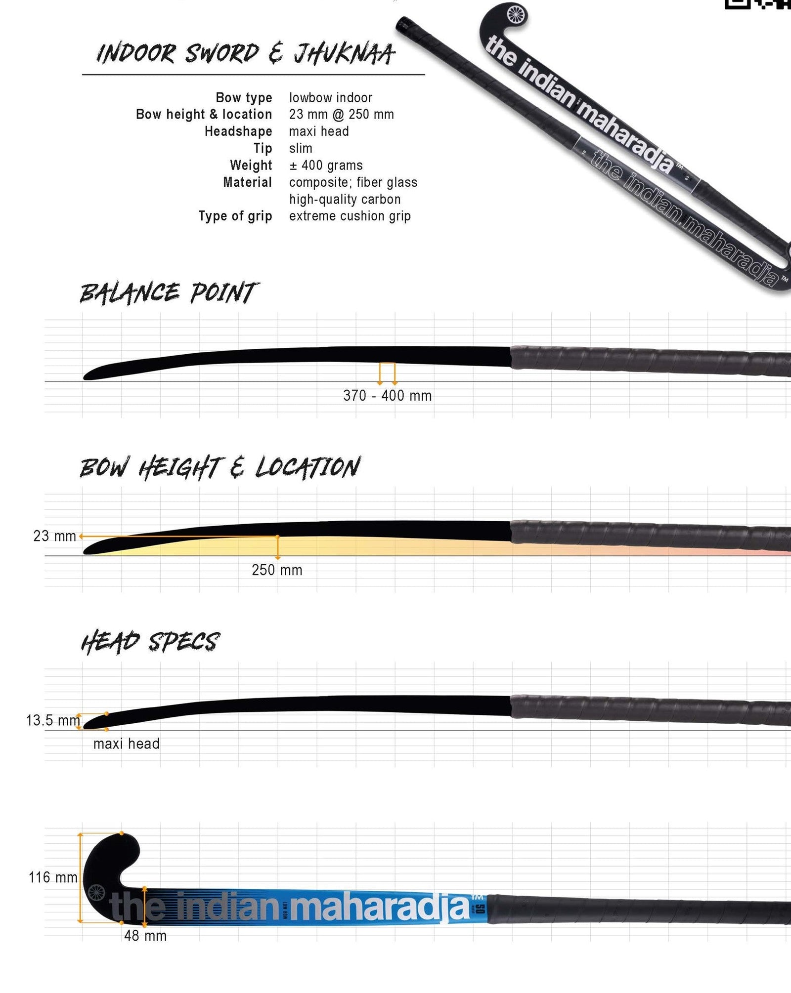 INDOOR Indian Maharadja Low Bow Stick: Full Composite